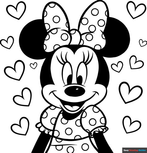 Minnie Mouse Outline Drawing Easy
