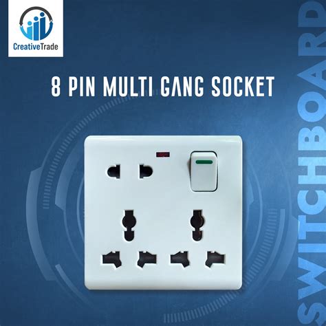 High Quality 8 Pin Mult Gang Socket Double 3 Pin 1 Piece Only