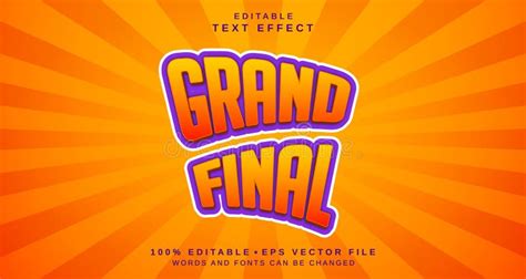 Editable Text Style Effect Grand Final Text Style Theme Stock Vector