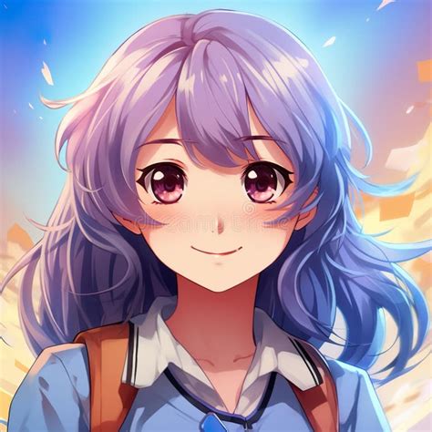 Close Up Of Anime Girl Cute Kawai Illustration Generative Ai Stock