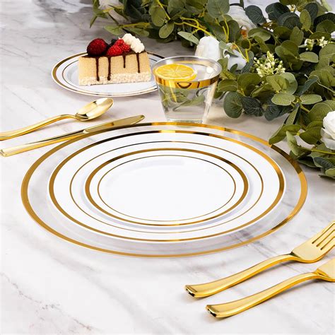 Goodluck 12 Inch Charger Plates 50 Pack White Charger Plates With Gold