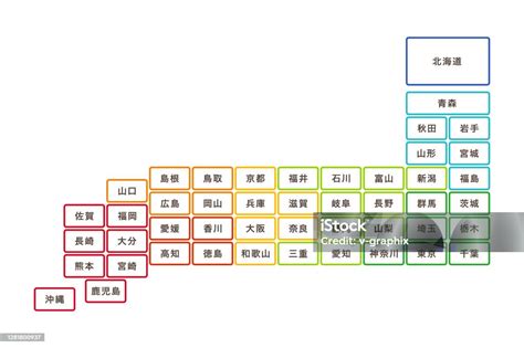 Map Of Japan Map By Prefecture Color White Background Vector