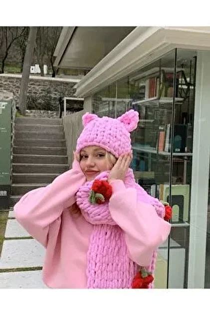 Buboi Knit Kurbağa Gözlü Birleşik Atkı Şapka Takımı El Örgüsü Fiyatı