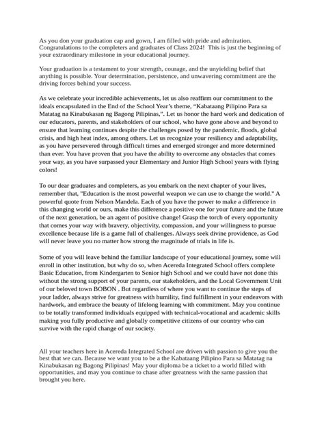 Graduation Message Pdf