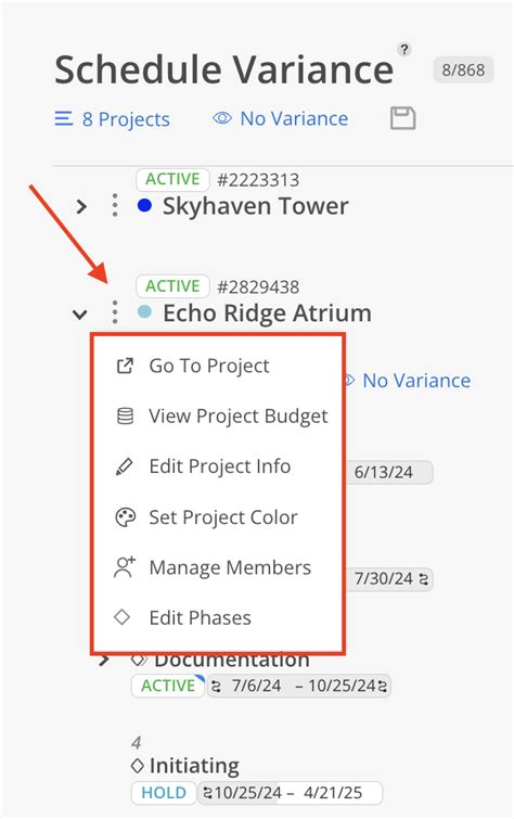 Schedule Variance Report Mosaic