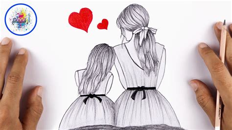 رسم عن عيد الأم 2024 كيف ترسم موضوع عن عيد الأم رسم سهل جدا طريقه و كيفية رسم عيد الام