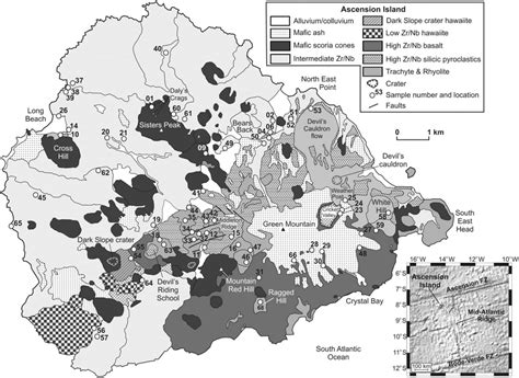 Simplified Geological Map Of Ascension Island Showing Sample Locations