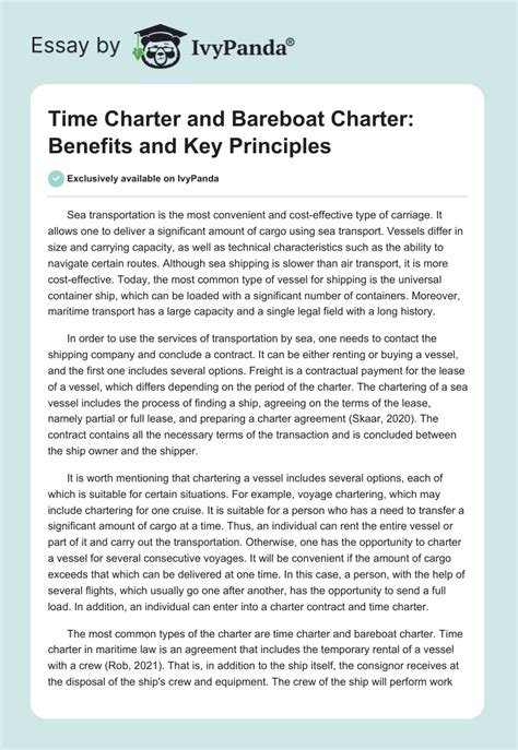 Time Charter And Bareboat Charter Benefits And Key Principles 1195