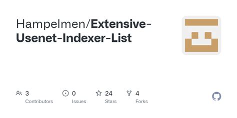 Github Hampelmenextensive Usenet Indexer List · Github