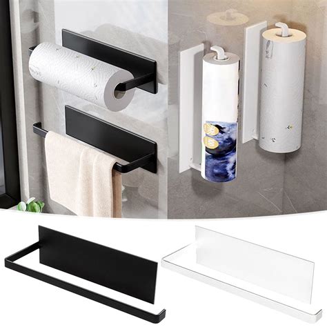 Hodwiequ Self Adhesive Towel Bar Kitchen Towel Rack Magnetic Paper Towel Holder For