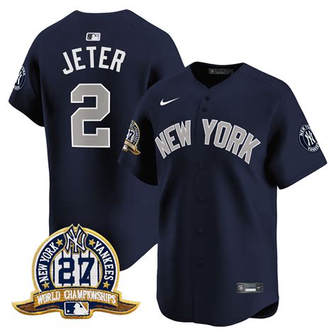 Mens Derek Jeter New York Yankees 27 Time Champions Patch Vapor