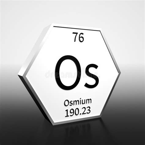 Periodic Table Element Osmium Rendered Black On White On White And Black Stock Illustration