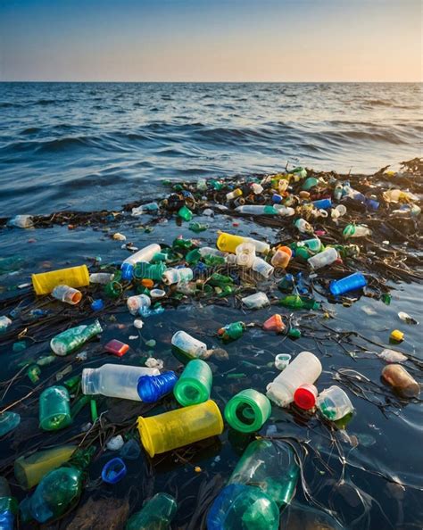 Pile of Plastic Waste Polluting the Ocean, Representing Environmental Concerns Stock ...