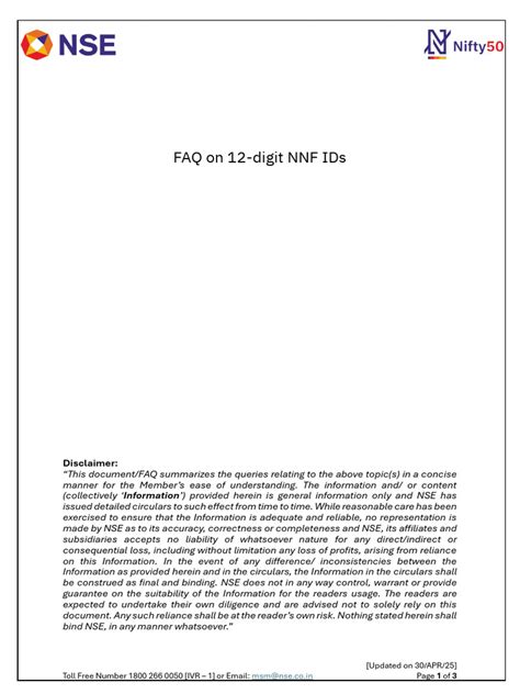 Faqs On 12 Digit Nnf Ids 0 Pdf