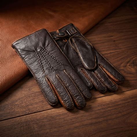 Mens Deerskin Winter Leather Gloves Dark Brown Cork Nm Gloves