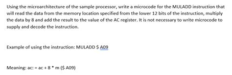 Using The Microarchitecture Of The Sample Processor Chegg Com