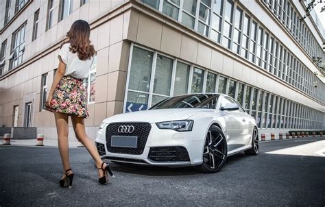 Wallpaper Audi Girls Asian Beautiful Girl White Car For Mobile And