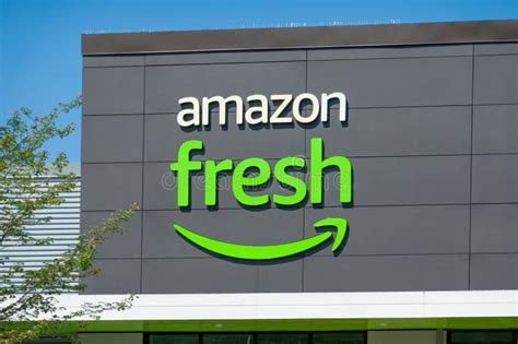 Amazon Fresh Retail Grocery Store Exterior And Trademark Logo Editorial