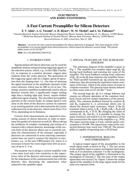 Pdf A Fast Current Preamplifier For Silicon Detectors