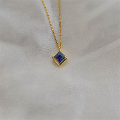 Yellow Gold Pendant Birthstone Necklace September Sapphire By The