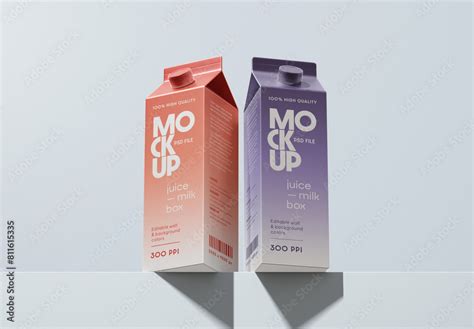 Juice Box Packaging Mockup Stock Template Adobe Stock