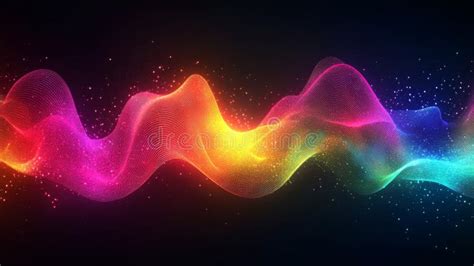 Rainbow Wave Abstract Digital Art Design Stock Illustration