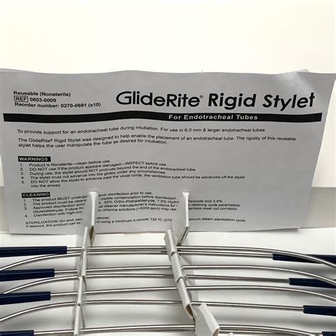 New Verathon Ref 0270 0681 Gliderite Rigid Stylet 0803 0009x10