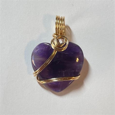 Amethyst Heart Pendant 14kgf Etsy