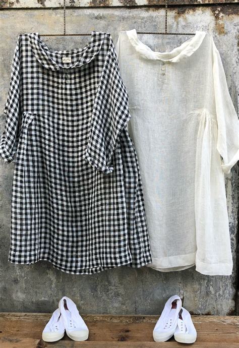 Black And White Linen Gingham Dress Megbydesign Shabby Chic Clothes