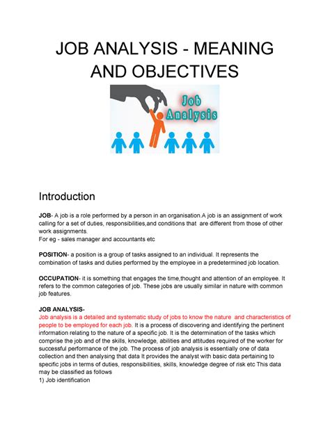 Objectives Of Job Analysis At Clinton Richardson Blog