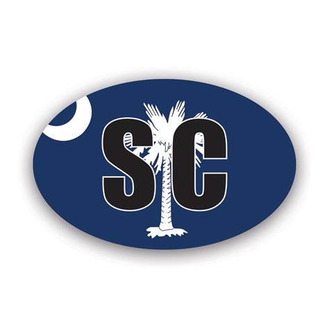 South Carolina Flag Oval Sticker Decal Self Adhesive Vinyl