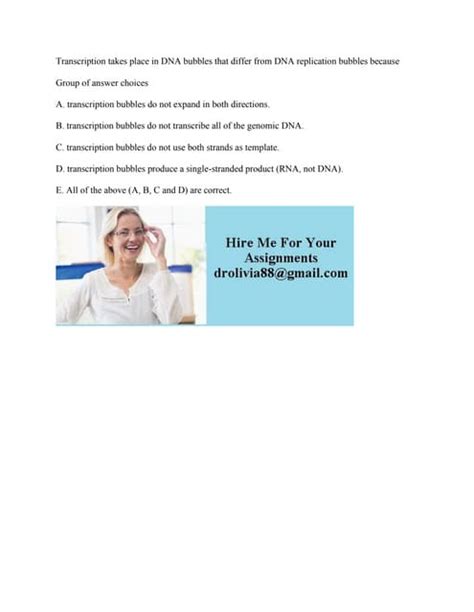 Transcription Takes Place In Dna Bubbles That Differ From Dna Replicat Pdf