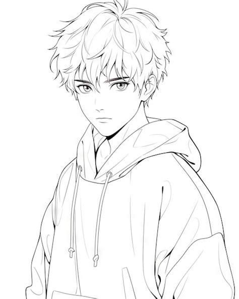 Página Para Colorear De Anime Arte Lineal En Blanco Y Negro De Un