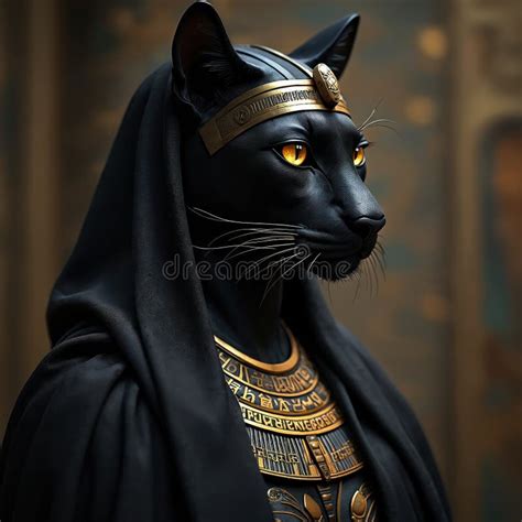 Illustration Of Ancient Egyptian Goddess Bastet The Cat Headed Figure