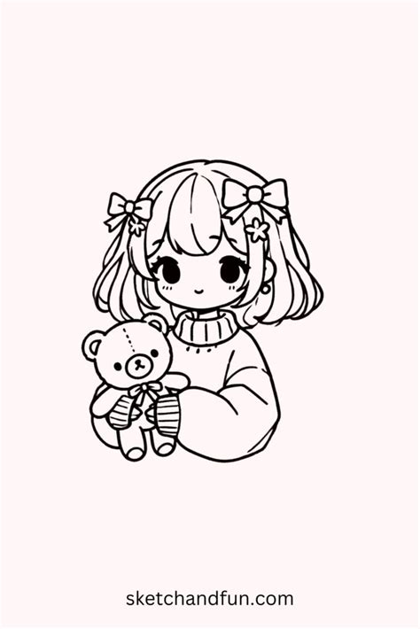 Chibi Anime Sketch Outline