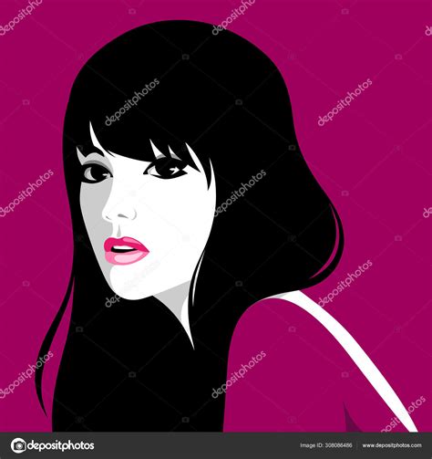 Beautiful Woman With Long Black Hair Stock Vector Image By ©marzacz