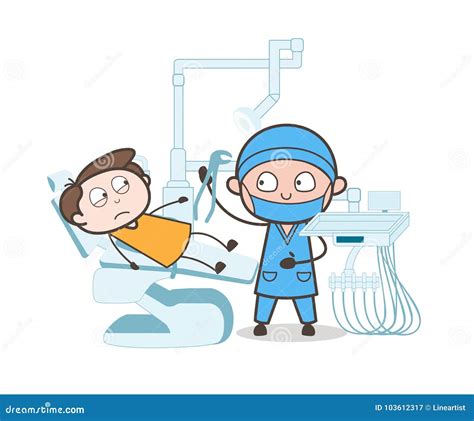 Dentist Extraction Tooth With Dental Cartoon Vector
