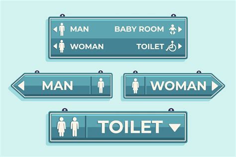 평면 디자인 화장실 아이콘 모음 무료 벡터