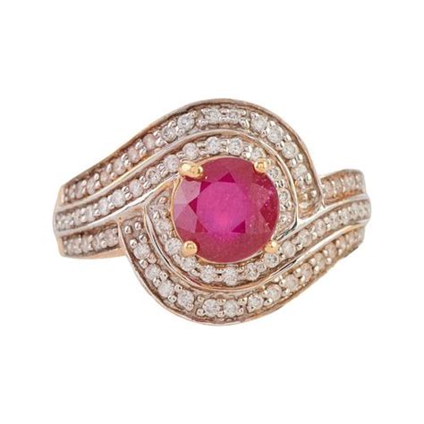 Synthetic Ruby Diamond 14k Yellow Gold Ring Sold At Auction On 17th