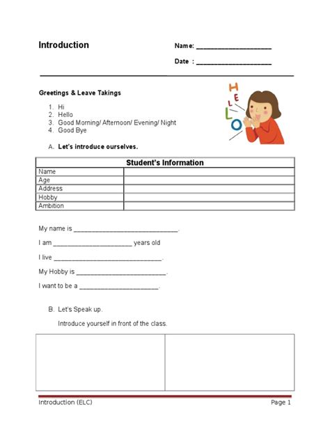 Introduction Worksheet Pdf