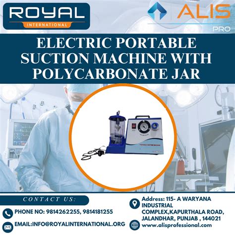 Electric Portable Suction Machine With Polycarbonate Jar At 6999 00 Inr In Jalandhar Royal