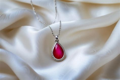 Premium Photo Ruby Pendant On White Silk With Gentle Ripple