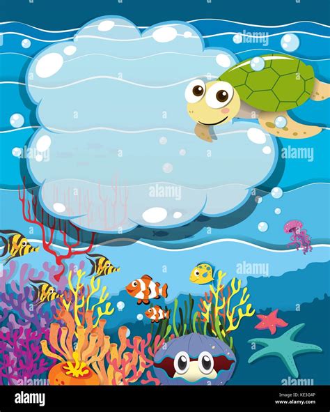 Underwater Scene With Sea Animals Illustration Stock Vector Image And Art