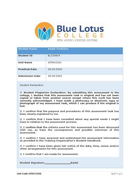 Sithccc031 Sunil Aryalblc01159 Final Assessment Task 2 Pdf