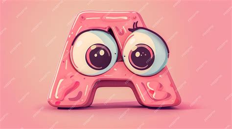 Create A Cartoon Alphabets Letter A Cute Eyes And Mouth In Letter A