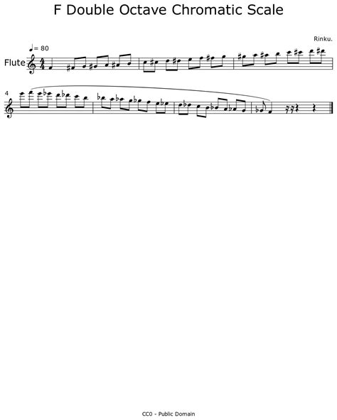 F Double Octave Chromatic Scale Sheet Music For Flute