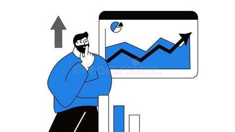 2d Animation A Man Is Thinking About Statistical Analytical Data Stock