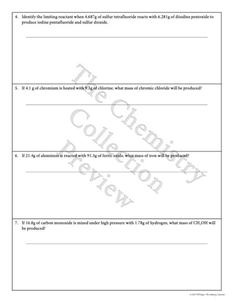 Limiting Reactants Chemical Names Given By The Chemistry Collection