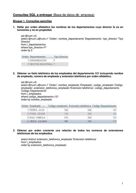 Sql Consultas A Entregar Soluciones B1 1 Consultas Sql A Entregar Base De Datos Dbempresa