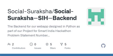 Github Social Surakshasocial Suraksha Sih Backend The Backend For Our Webapp Designed In